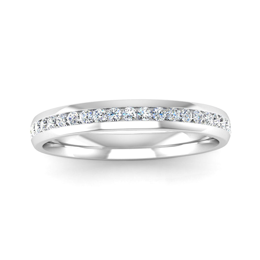 Fairtrade White Gold Half Channel Set Lab Grown Diamond Wedding Ring