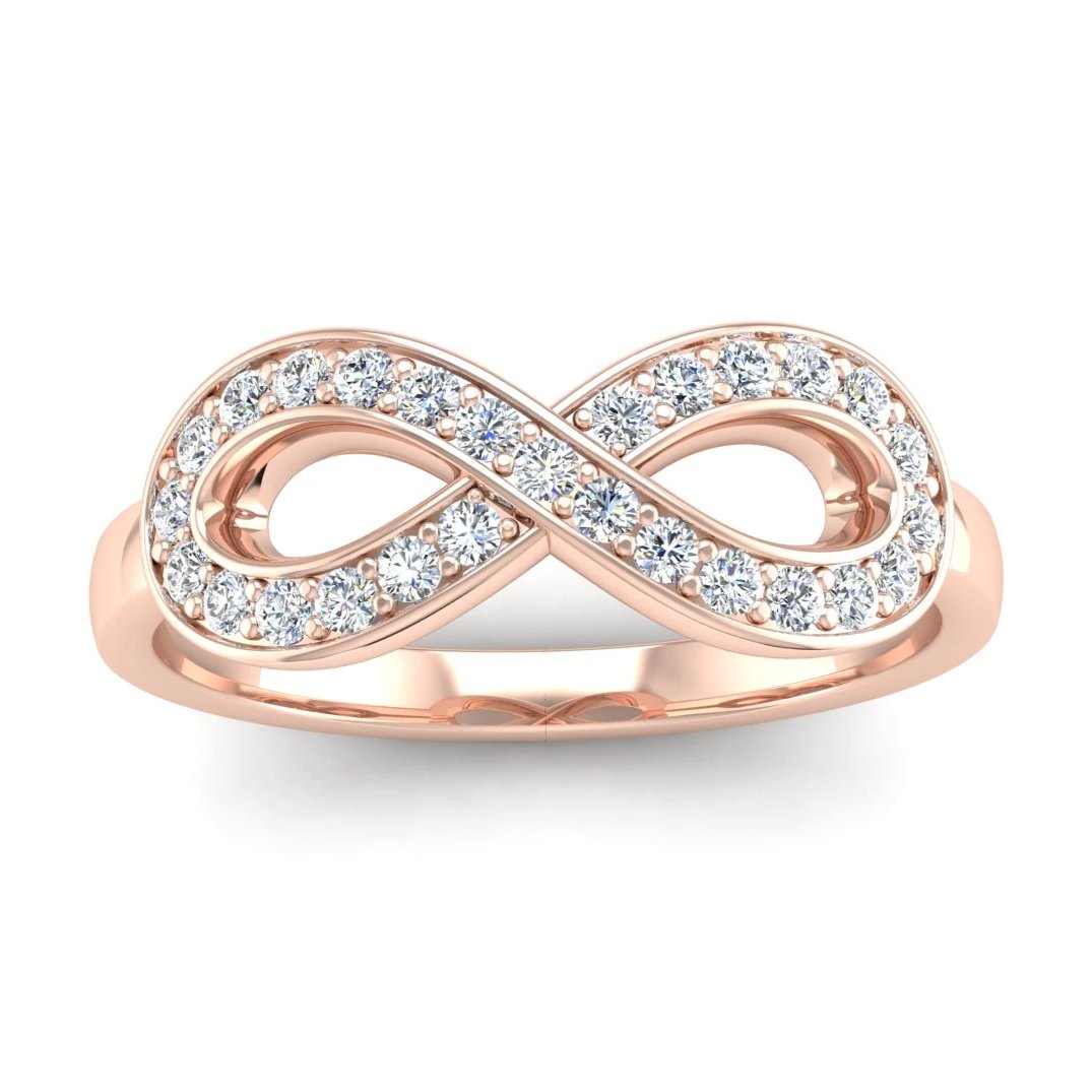 Fairtrade Rose Gold Diamond Set Infinity Symbol Ring
