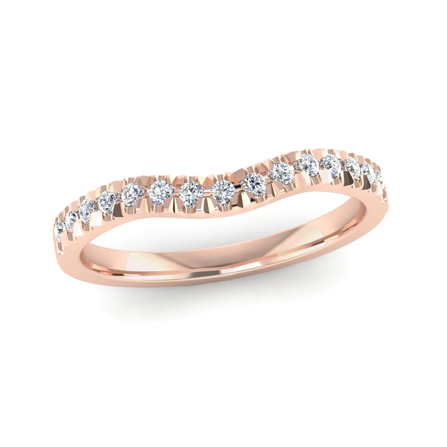 Fairtrade Rose Gold Diamond Set Fitted Wedding Ring to fit an Oval Cut ...