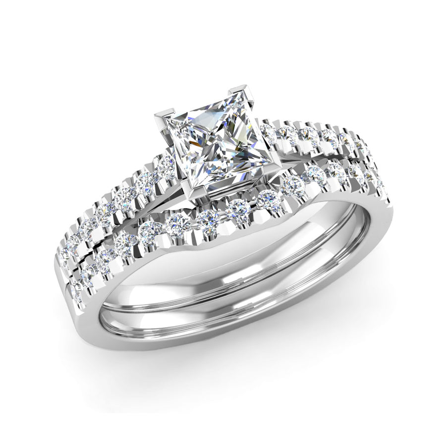Princess Cut Wedding Sets Moissanite Princess Cut Engagement Ring And
