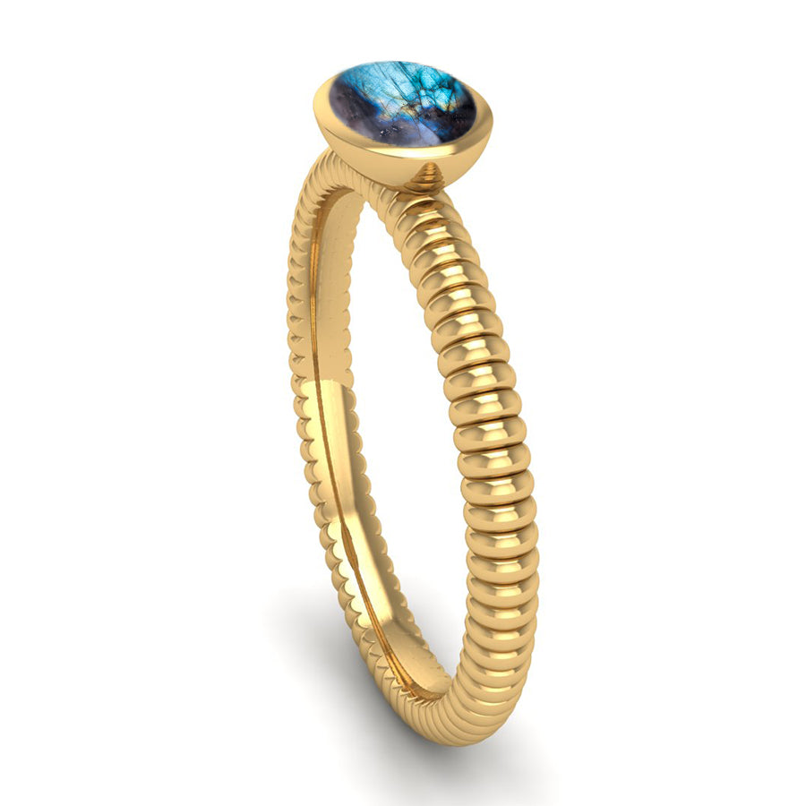 Fairtrade Yellow Gold PROMISE Labradorite Stacking Ring