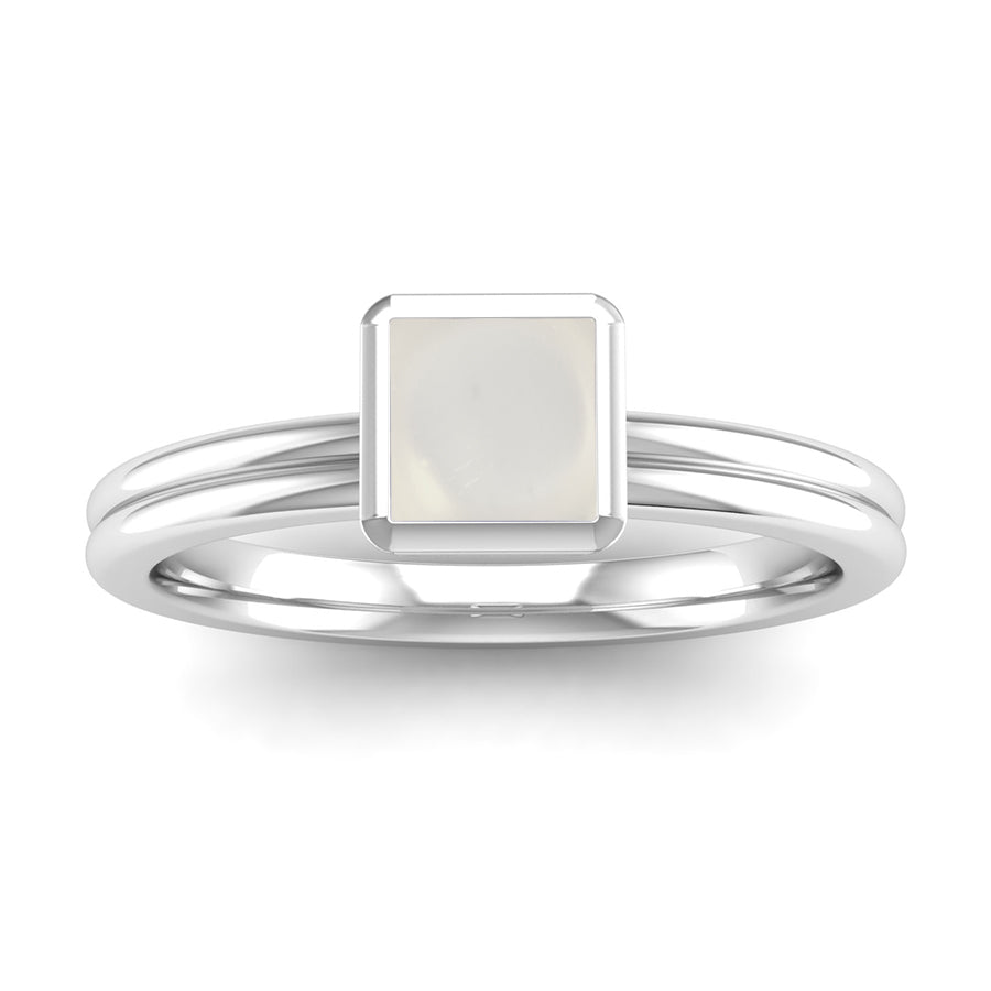 Fairtrade White Gold TRUST Crystal Quartz Stacking Ring