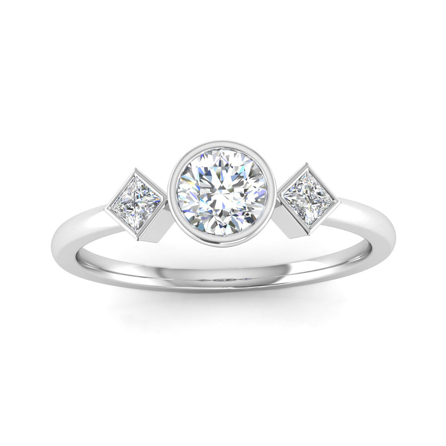 Ethically-sourced Platinum Rub Set Round Brilliant and Princess Cut ...